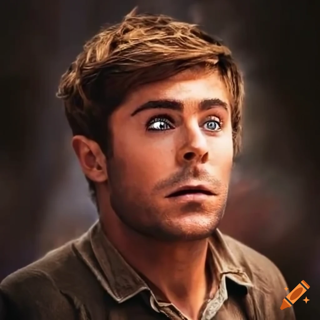 Poster of Zach Efron in a comedy movie on Craiyon