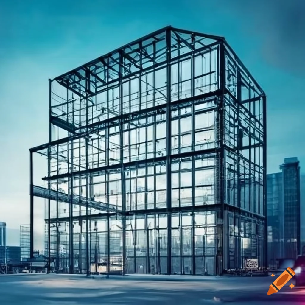 Steel structure building on Craiyon