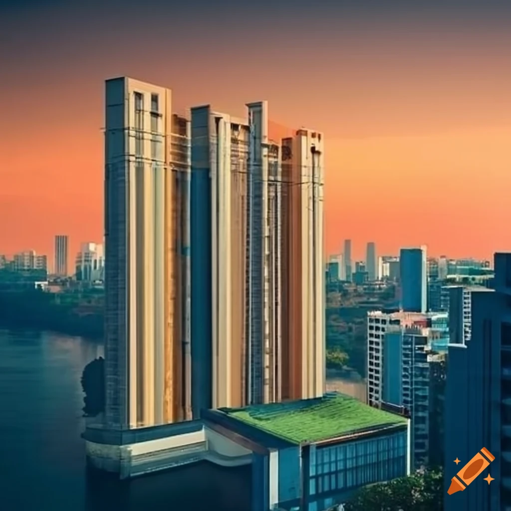 Post modern apartment in chennai with river cooum view on Craiyon