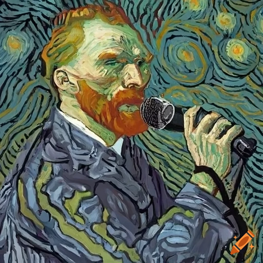 Creative portrayal of Van Gogh as a singer on Craiyon