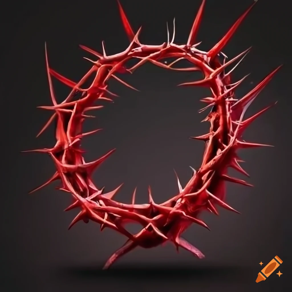 Crown of thorns with leaves and rosebud sprouting on Craiyon