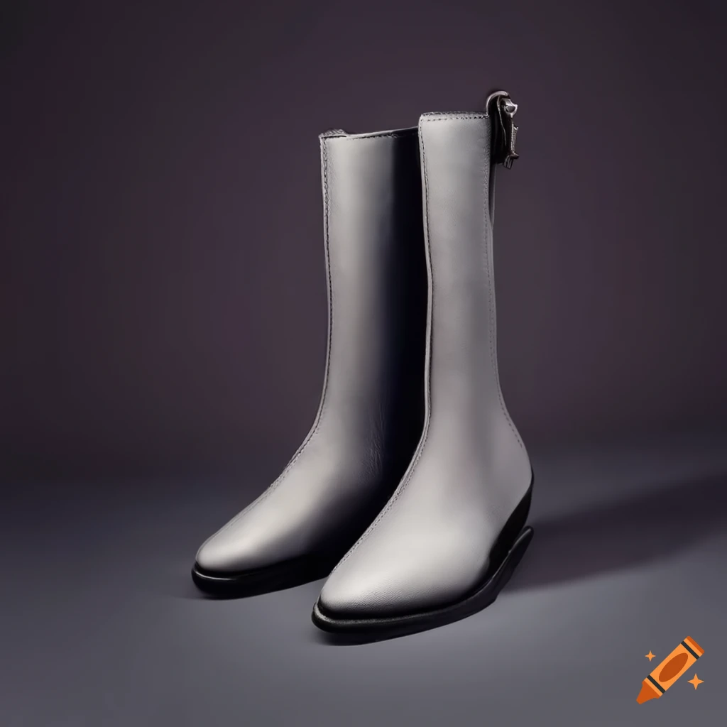 Luxury light grey and black boots for sophisticated looks on Craiyon