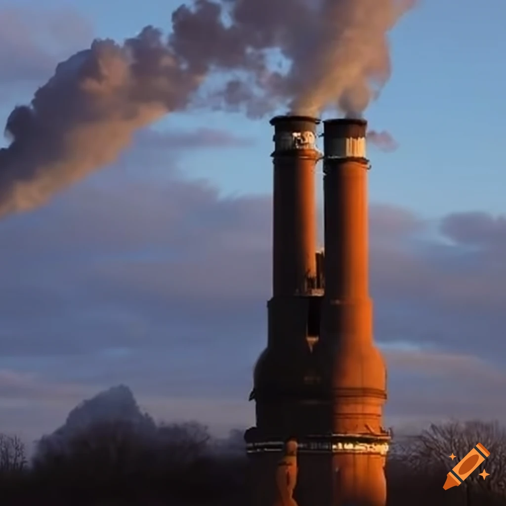 Chimneys releasing steam