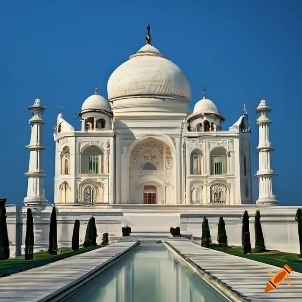 Front elevation of mahal white house in mediterranean architectural ...