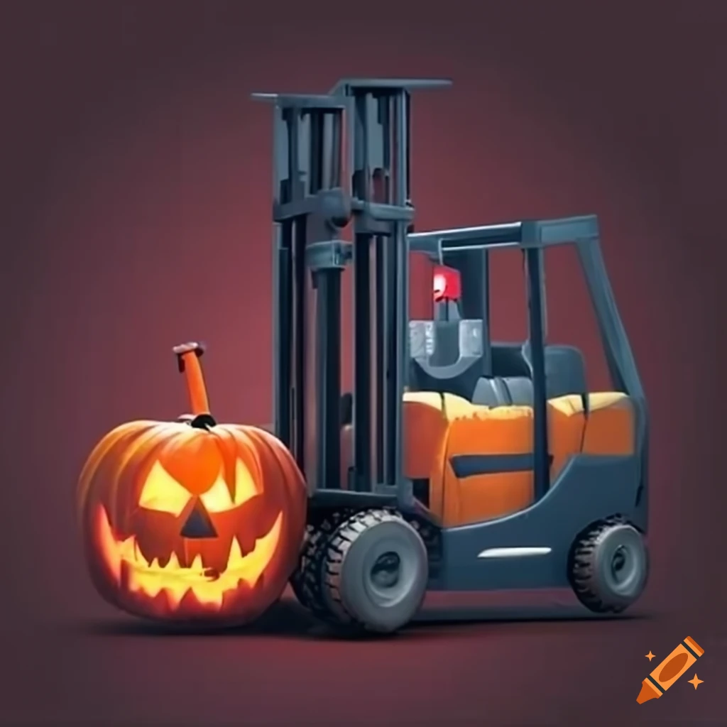 Forklifts in halloween theme