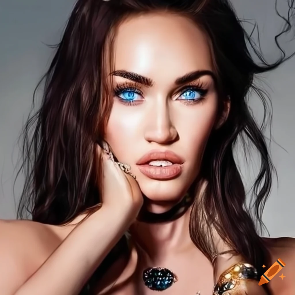 Portrait of megan fox with blue eyes