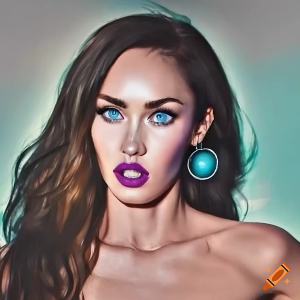 Portrait of megan fox and miley cyrus with mesmerizing blue eyes on Craiyon