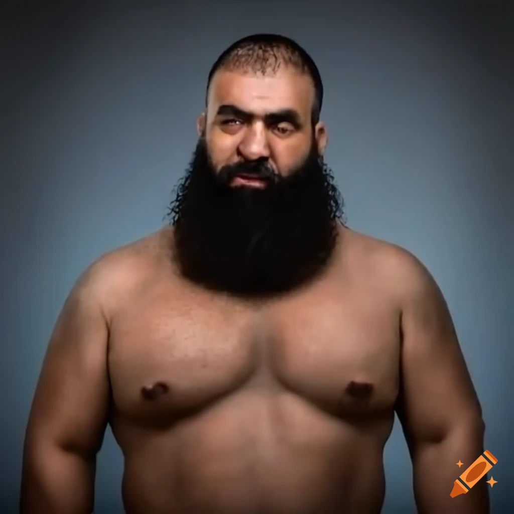 Portrait of a bearded iraqi wrestler on Craiyon