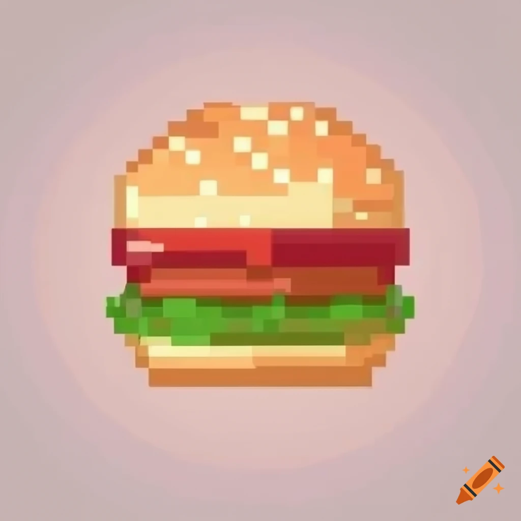 Pixel art hamburger on a white background
