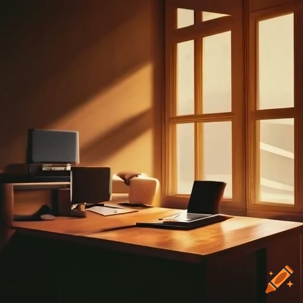 Interior of a principal's office with a wooden desk on Craiyon