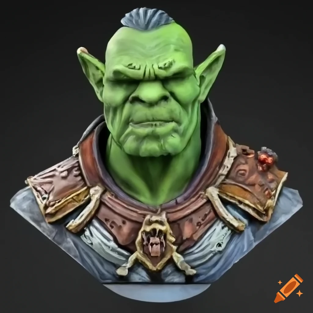 Bust of a peaceful orc with tusks on Craiyon