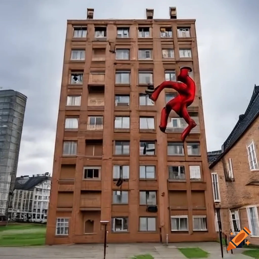 Spider-man climbing frame with cityscape background on Craiyon