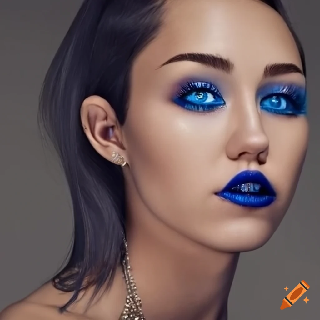 Portrait of a beautiful woman with tan skin and blue eyes on Craiyon