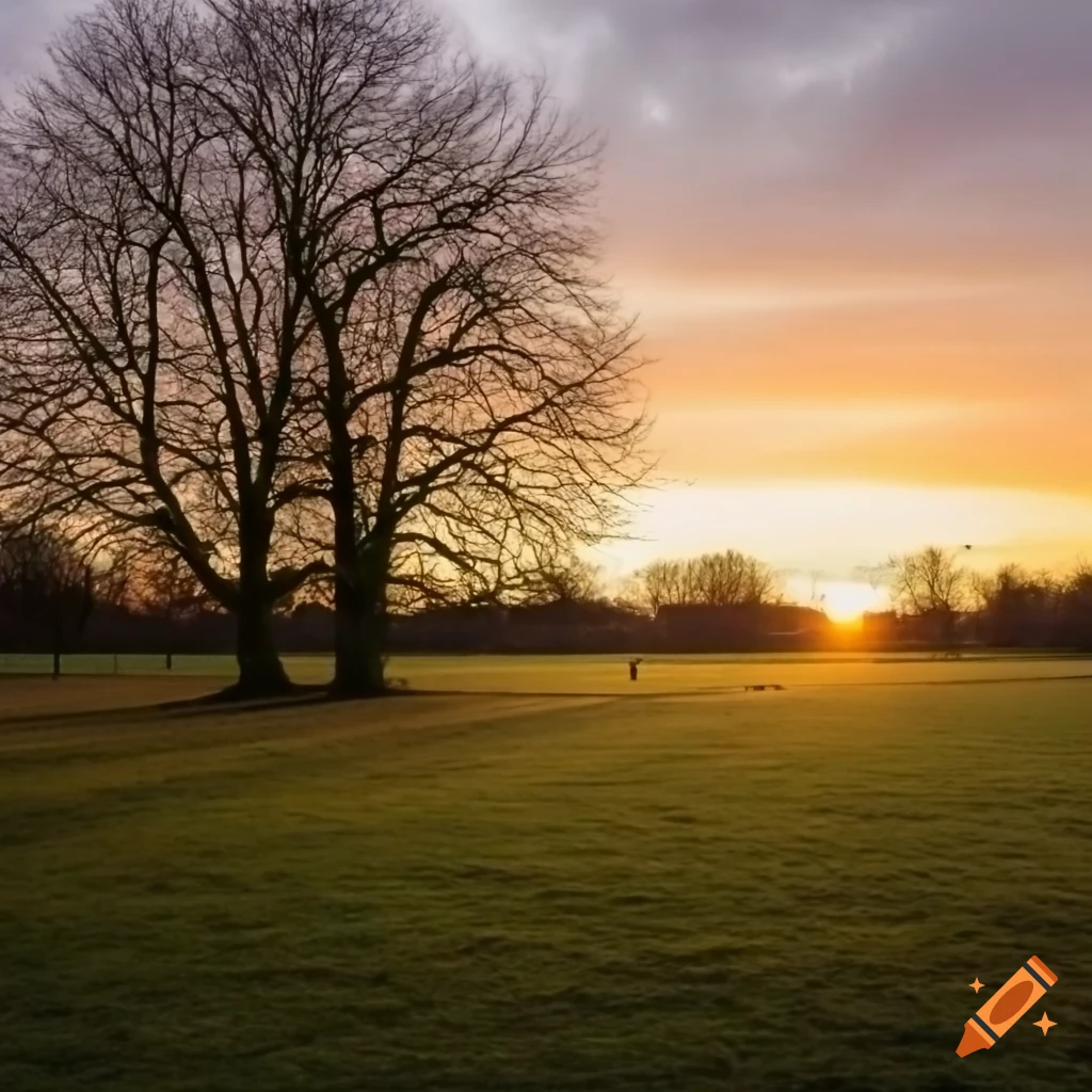 Sunset at Knighton park, Leicester, England on Craiyon
