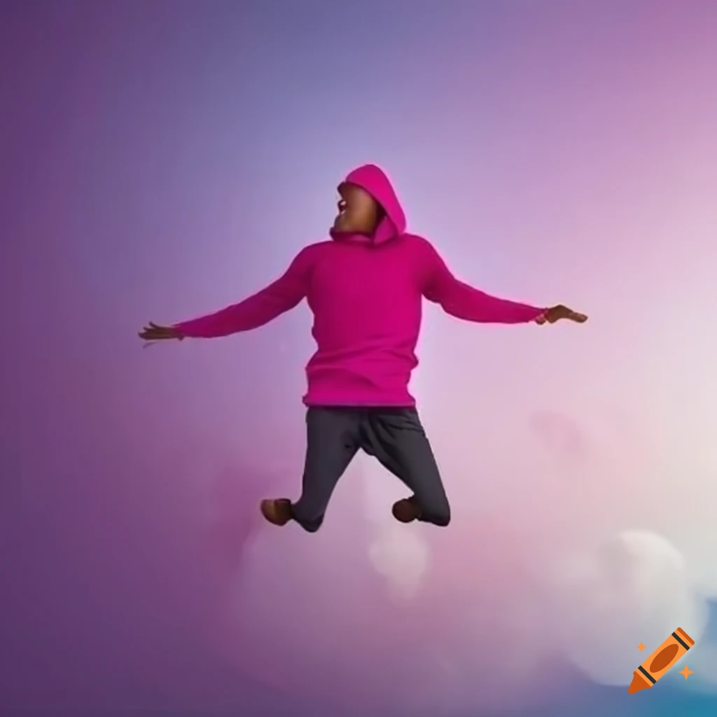 Artistic depiction of a black man rising to the heavens