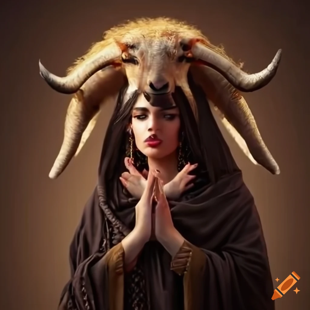 Cinematic portrait of an arab woman with goats