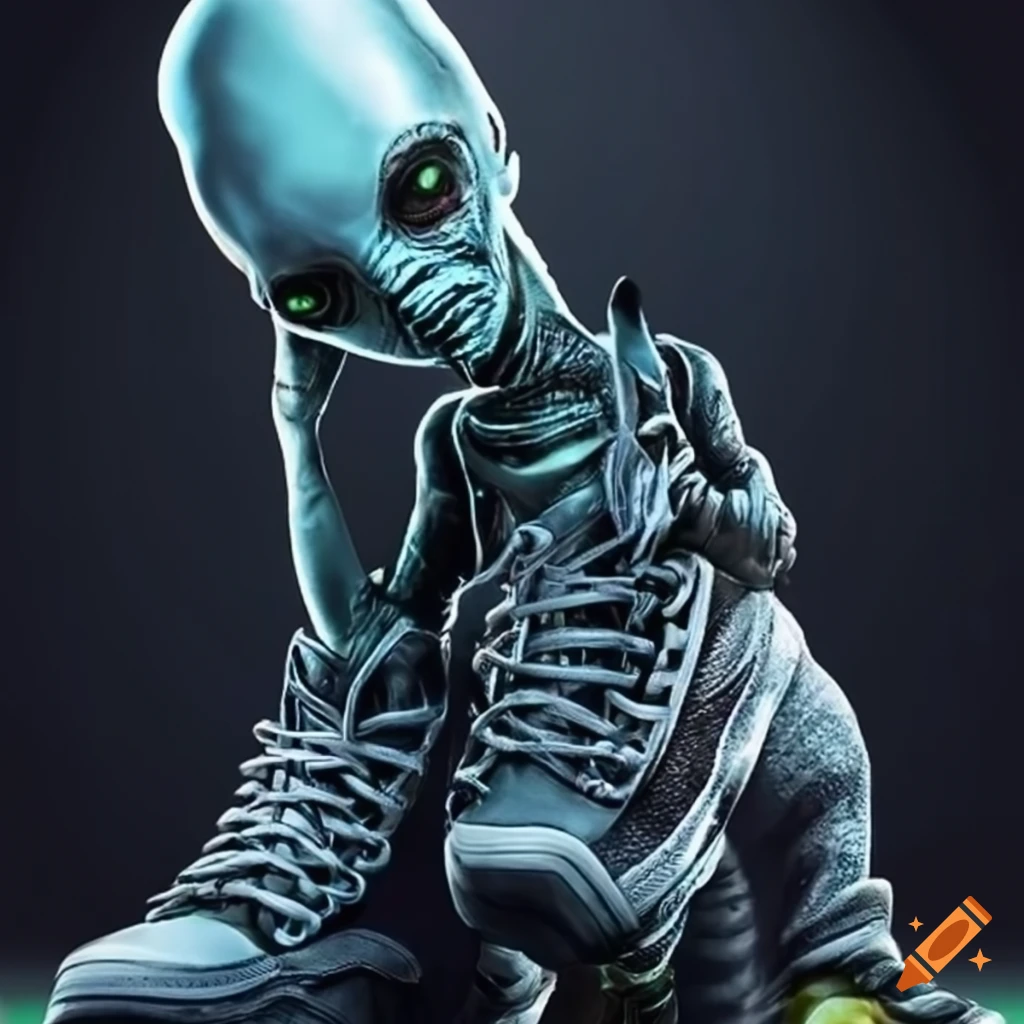 Comic book art of a grey alien in a snowy forest on Craiyon