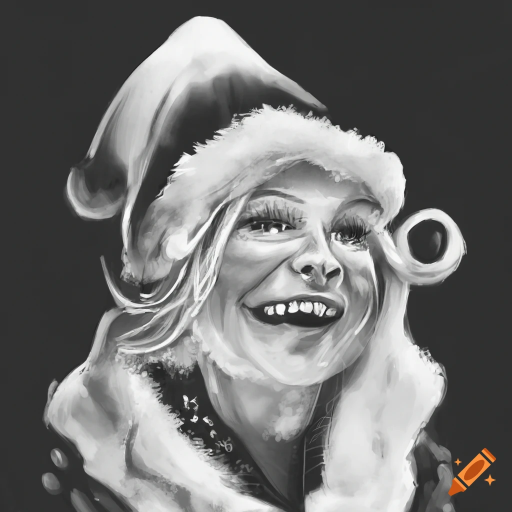 Sketch of a smiling christmas elf on Craiyon