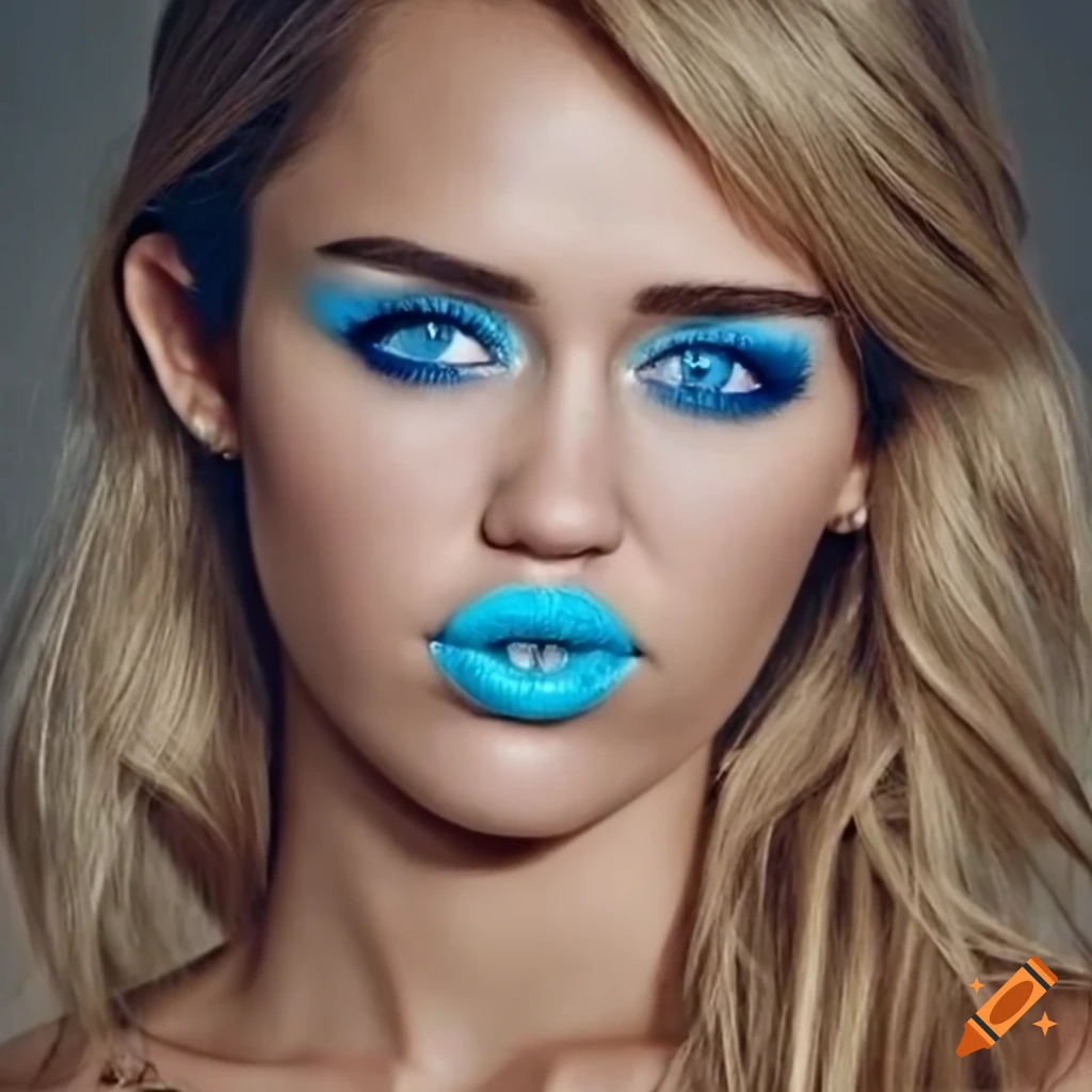 Portrait of a beautiful woman with tan skin and blue catlike eyes on ...