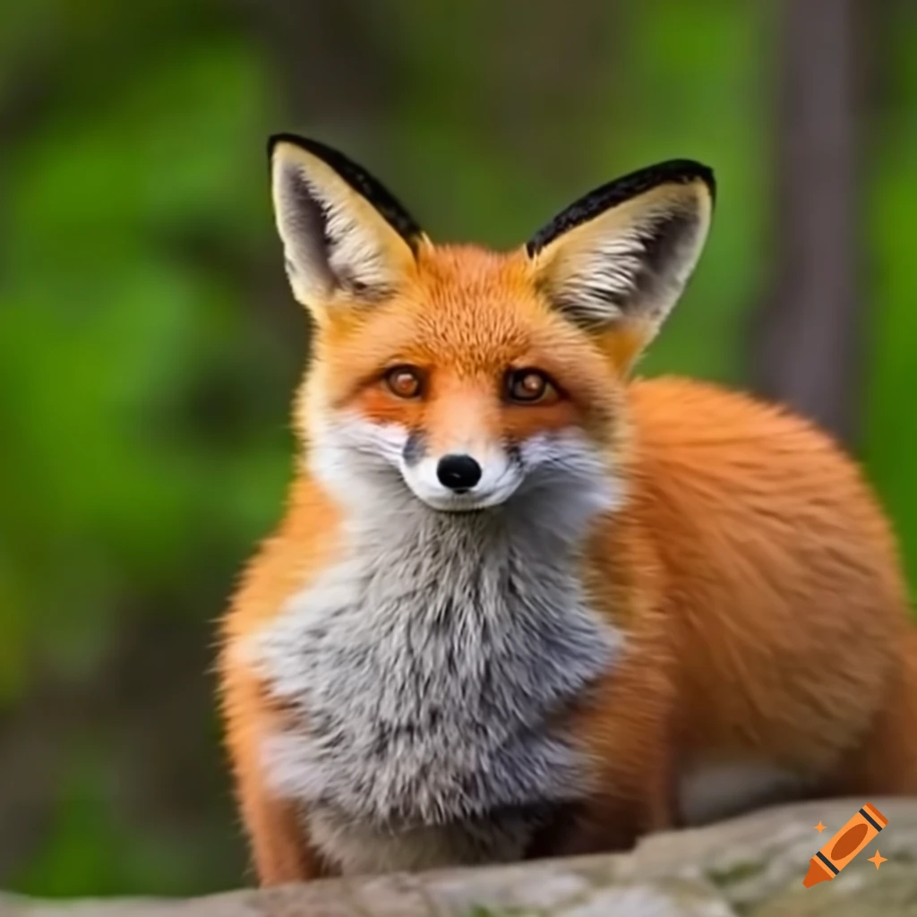 Chubby fox with a round belly