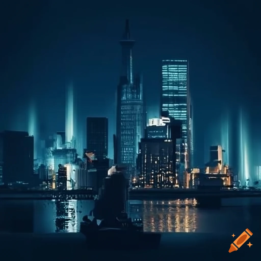 Artistic depiction of a modern city with anthropomorphic animal ...