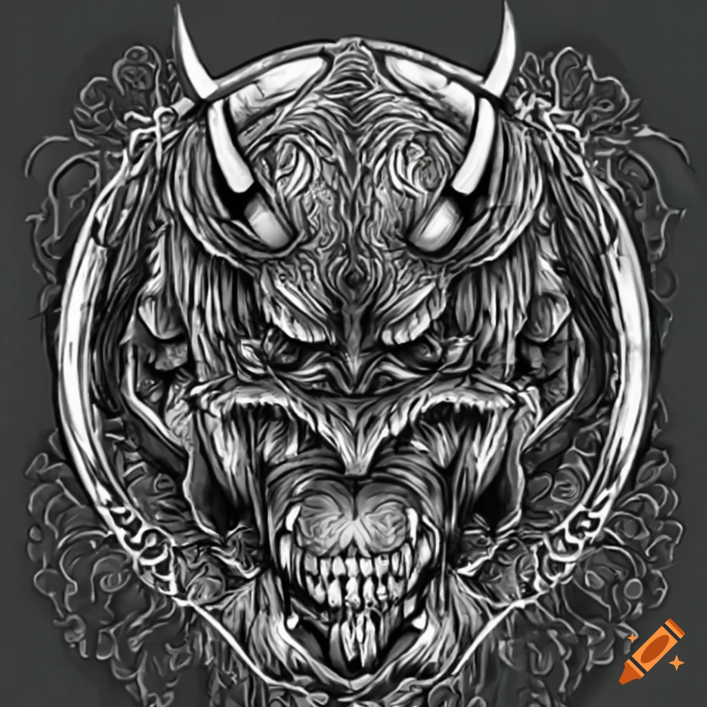 Black and gray demon with lucky symbols on Craiyon