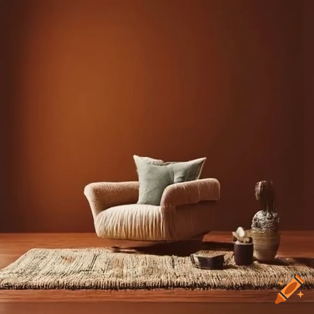 Living room with jute rug, curtains, sofa cover, and decor on Craiyon