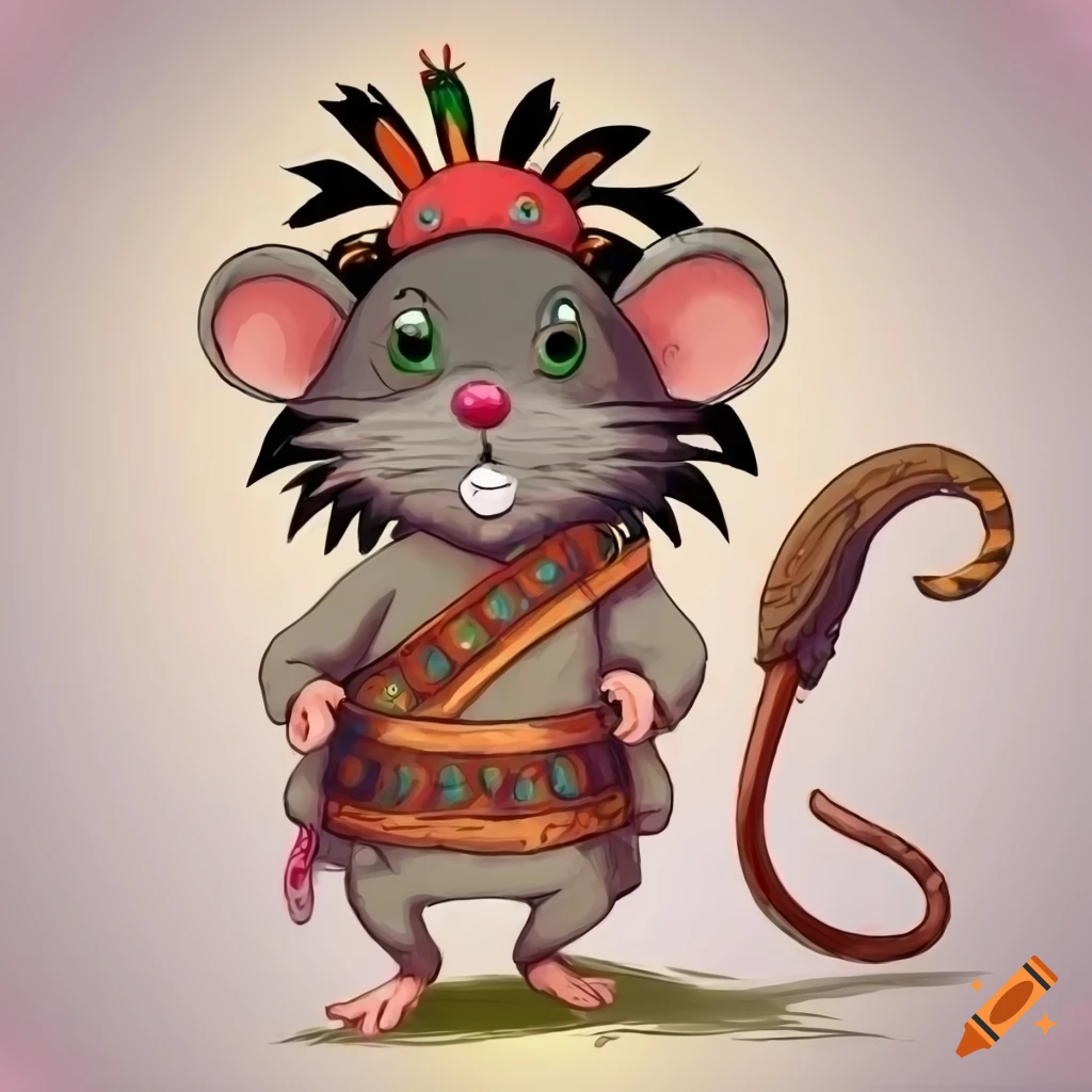 Illustration of a mouse in mayan attire on Craiyon