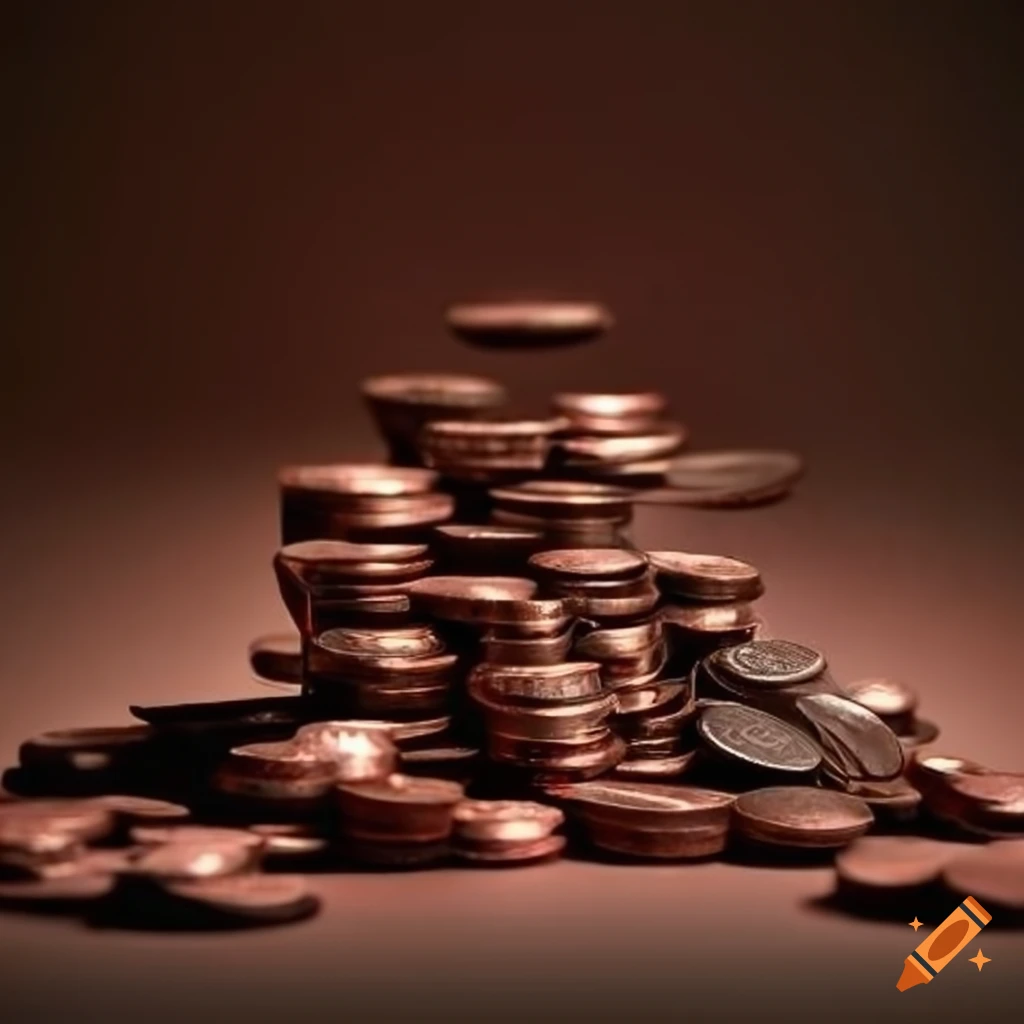 Pile of copper coins on Craiyon