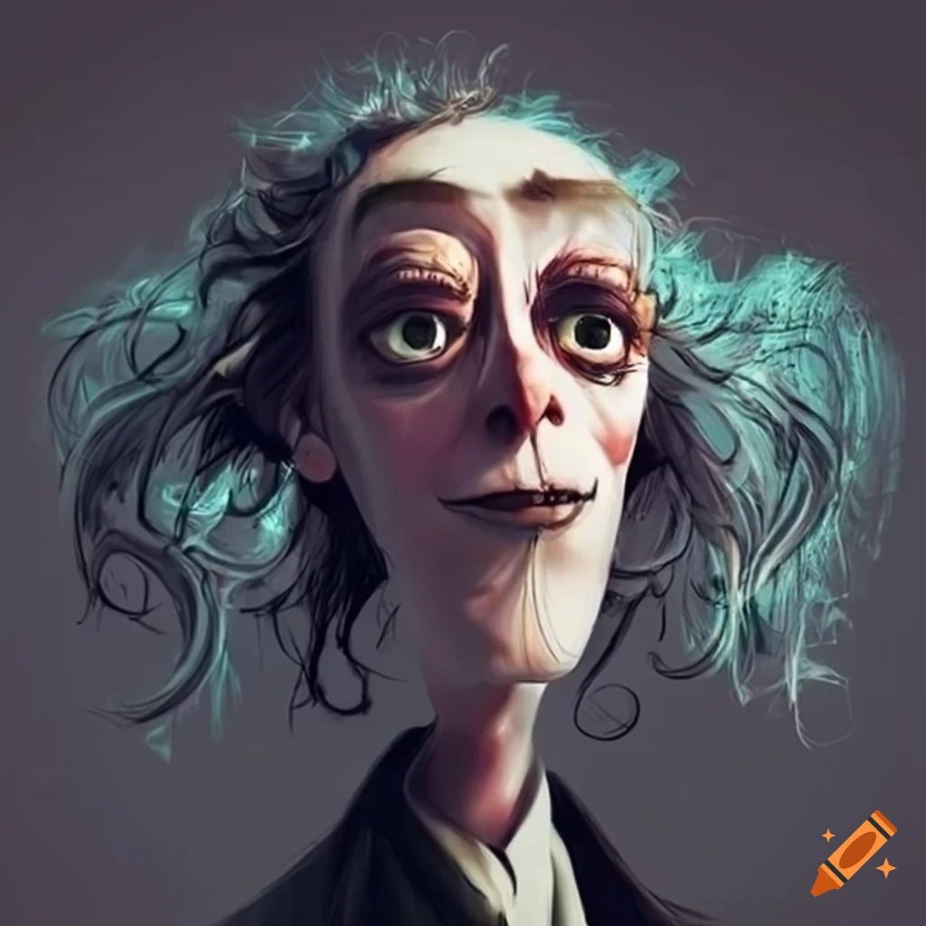 Quirky character with a tim burton-inspired design on Craiyon