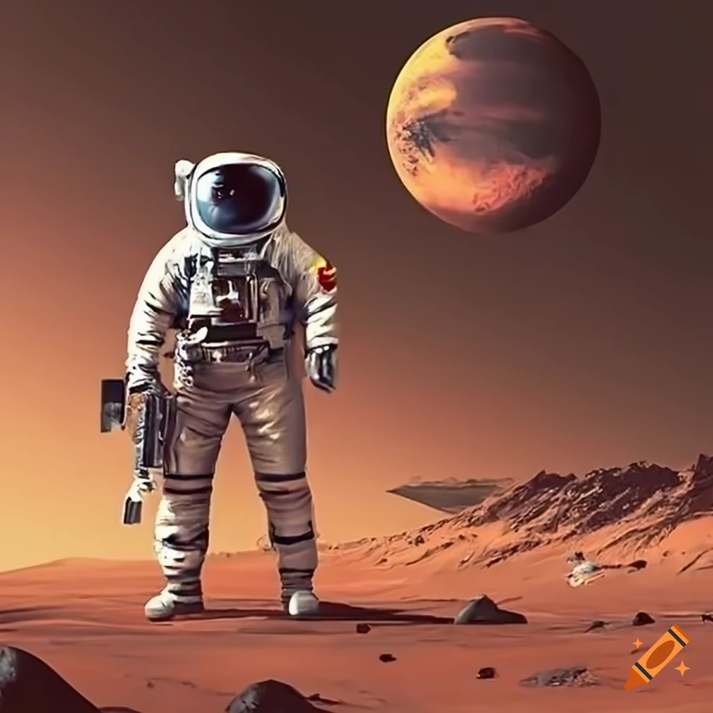 Astronaut exploring the surface of mars on Craiyon