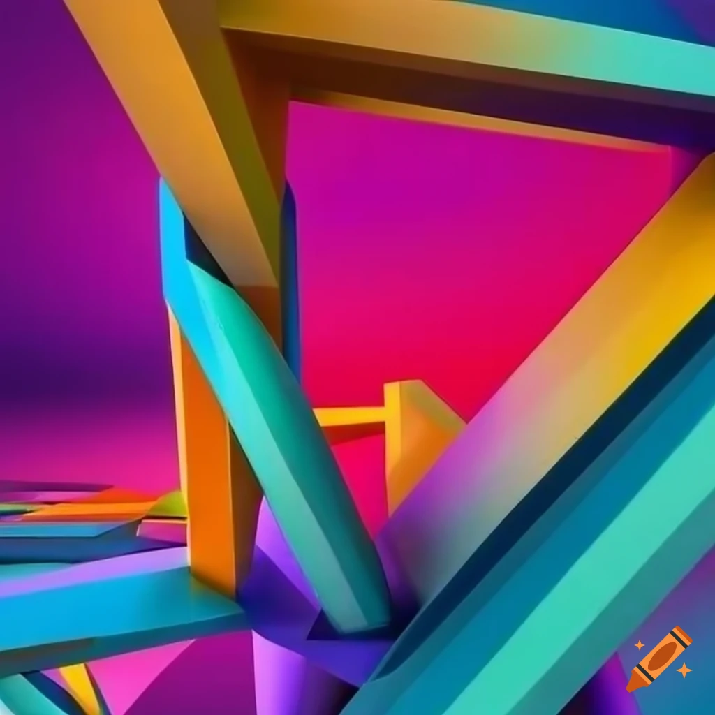 Colorful interlinked geometric sculpture on Craiyon