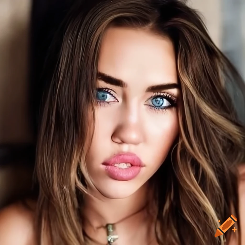 Beautiful woman with tan skin and blue catlike eyes on Craiyon