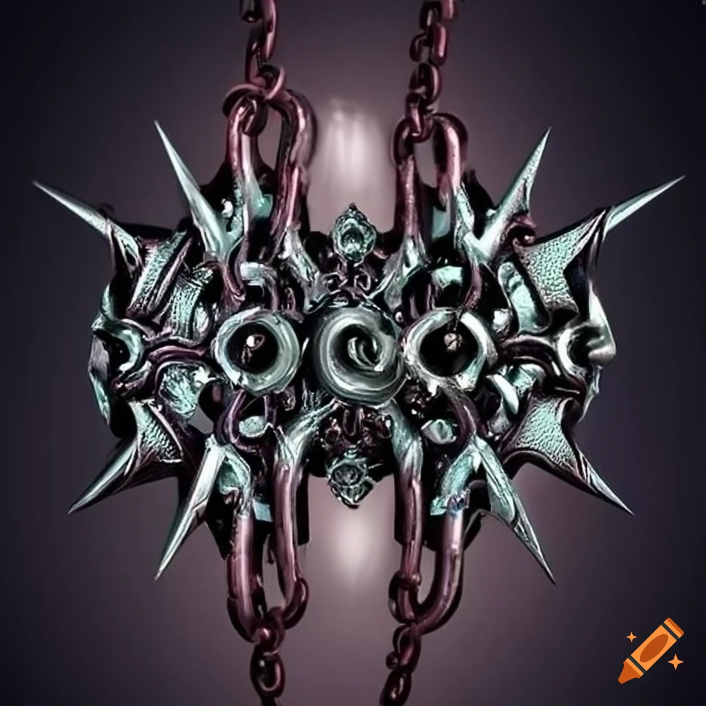 Symmetrical tribal techno chains and spikes design