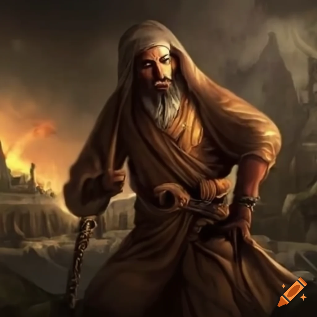 Artwork of sahaba preparing for battle on Craiyon