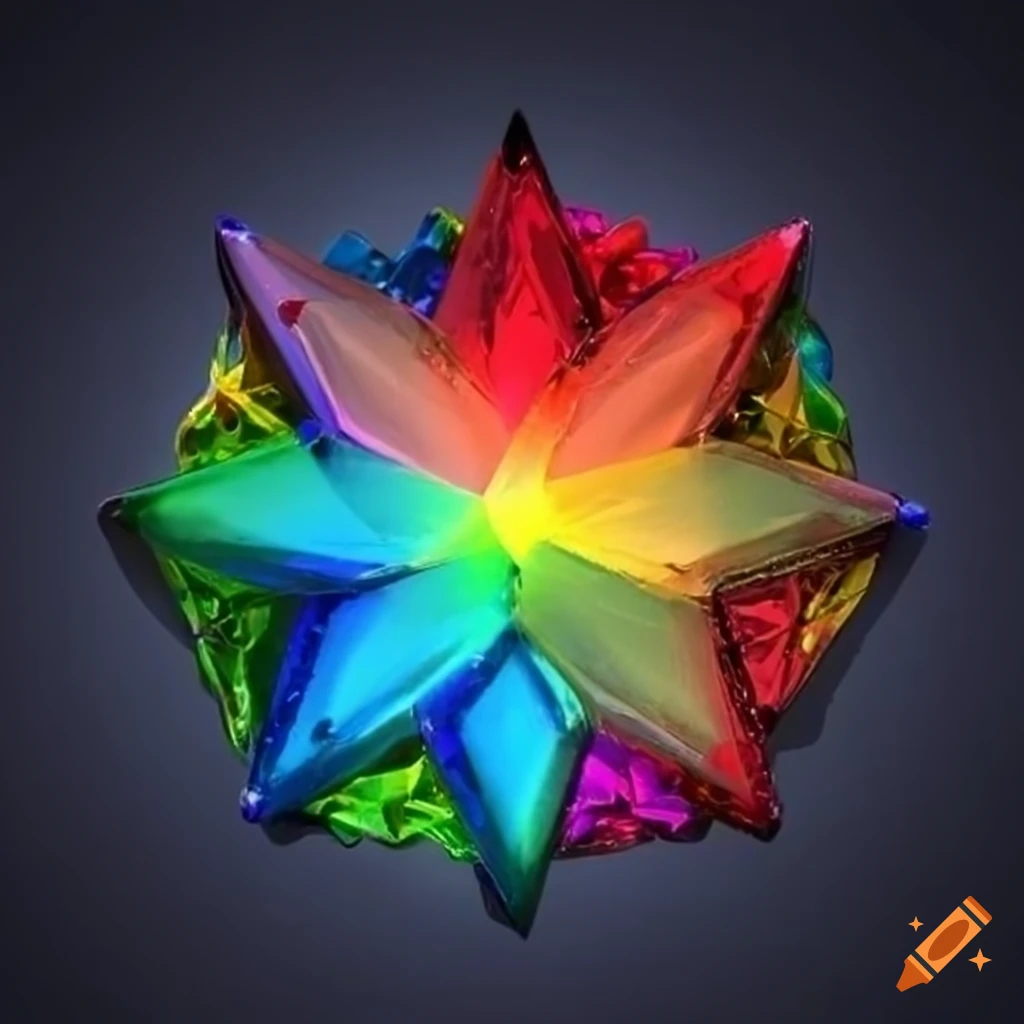 3d rainbow star with glass fiber collars