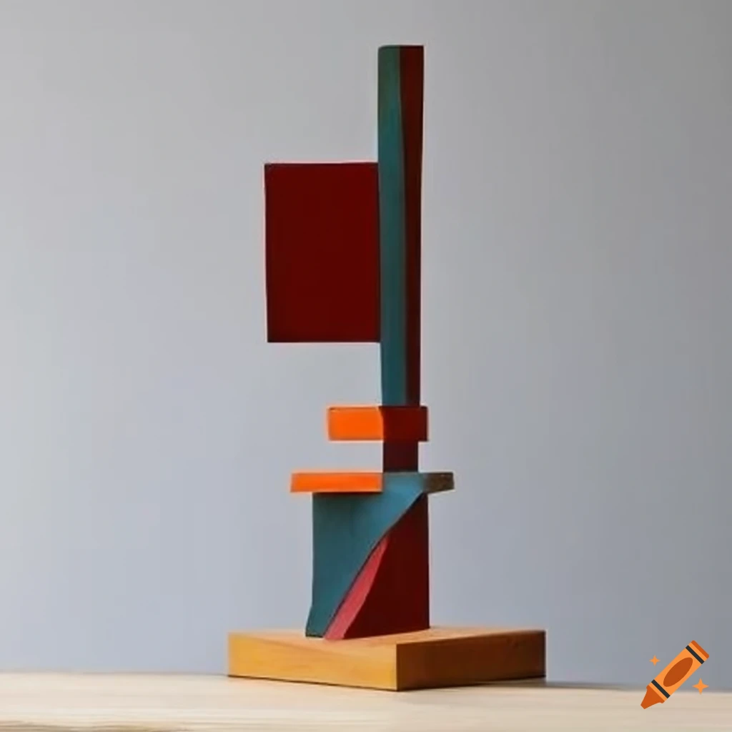 Painted wood sculpture in suprematism style on Craiyon