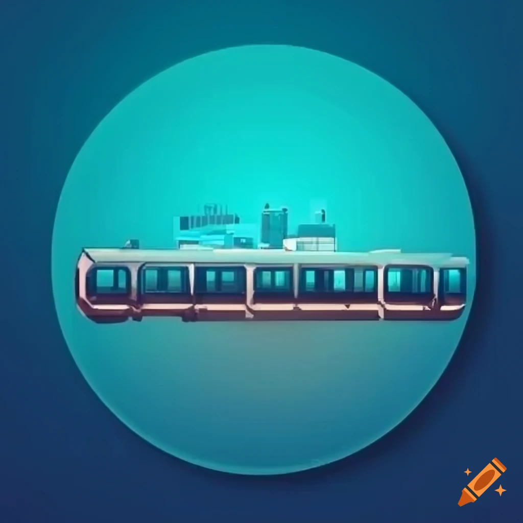 Cityscape logo with subway train