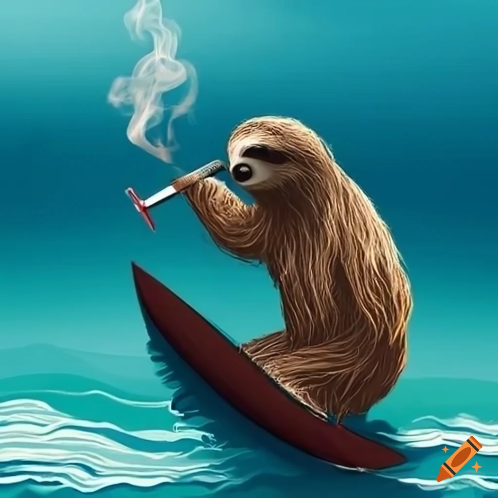 Sloth smoking and surfing on Craiyon