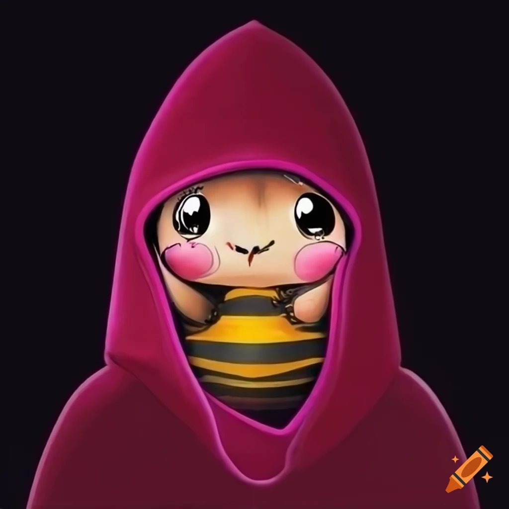 Cute bee with a hoodie and crown on Craiyon