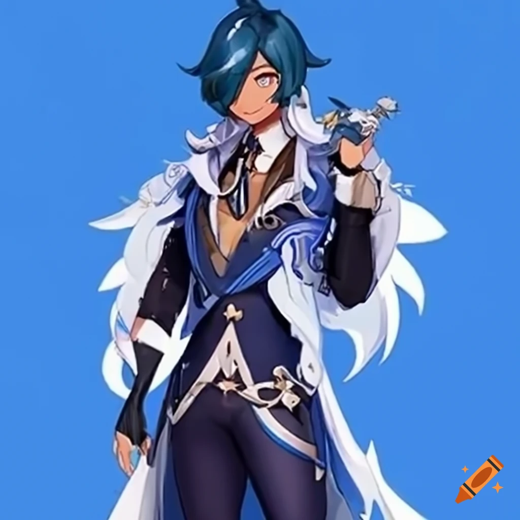 Xiao from genshin impact in a new outfit design reference sheet on Craiyon