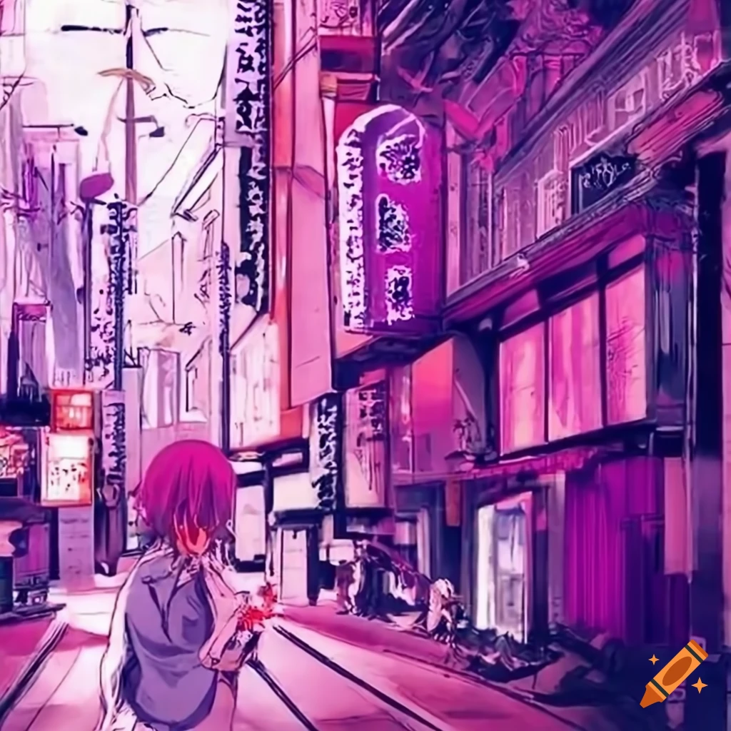 Tokyo manga style artwork with shades of purple on Craiyon