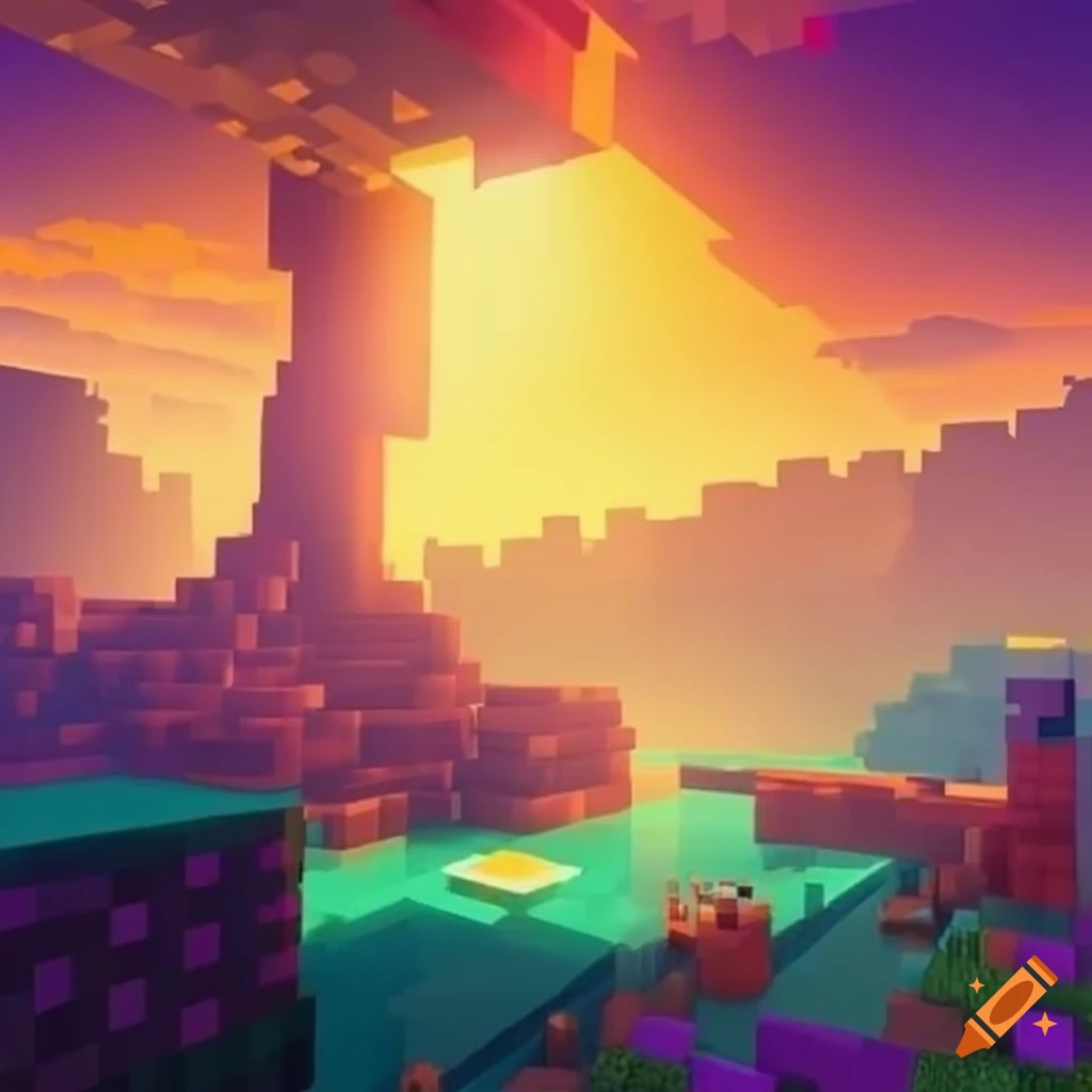 Vibrant scene from minecraft