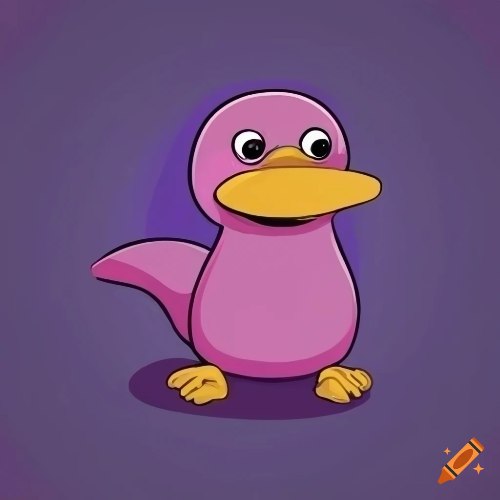 Comic-style artwork of a happy purple platypus on Craiyon
