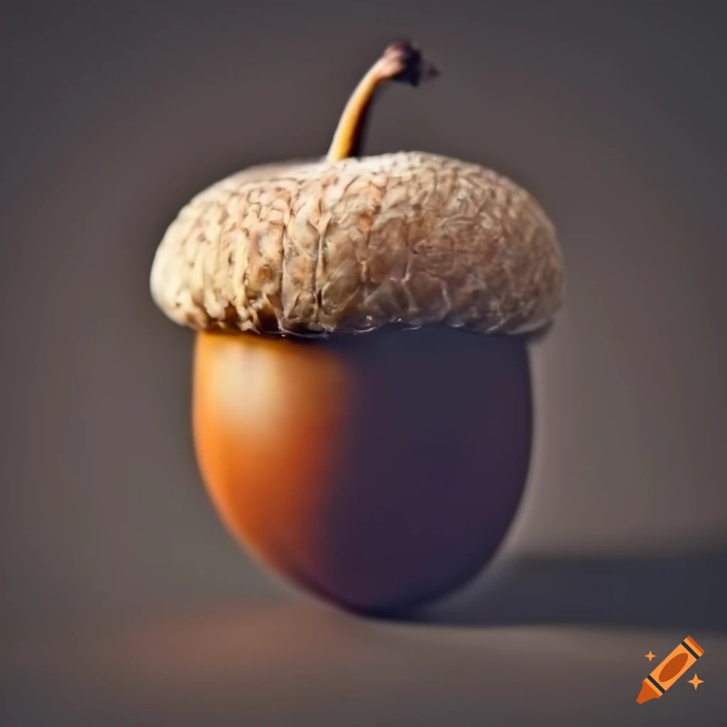 Detailed macro photography of an acorn in chiaroscuro lighting on Craiyon