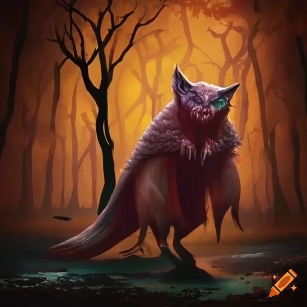 Fantasy creatures in autumn setting