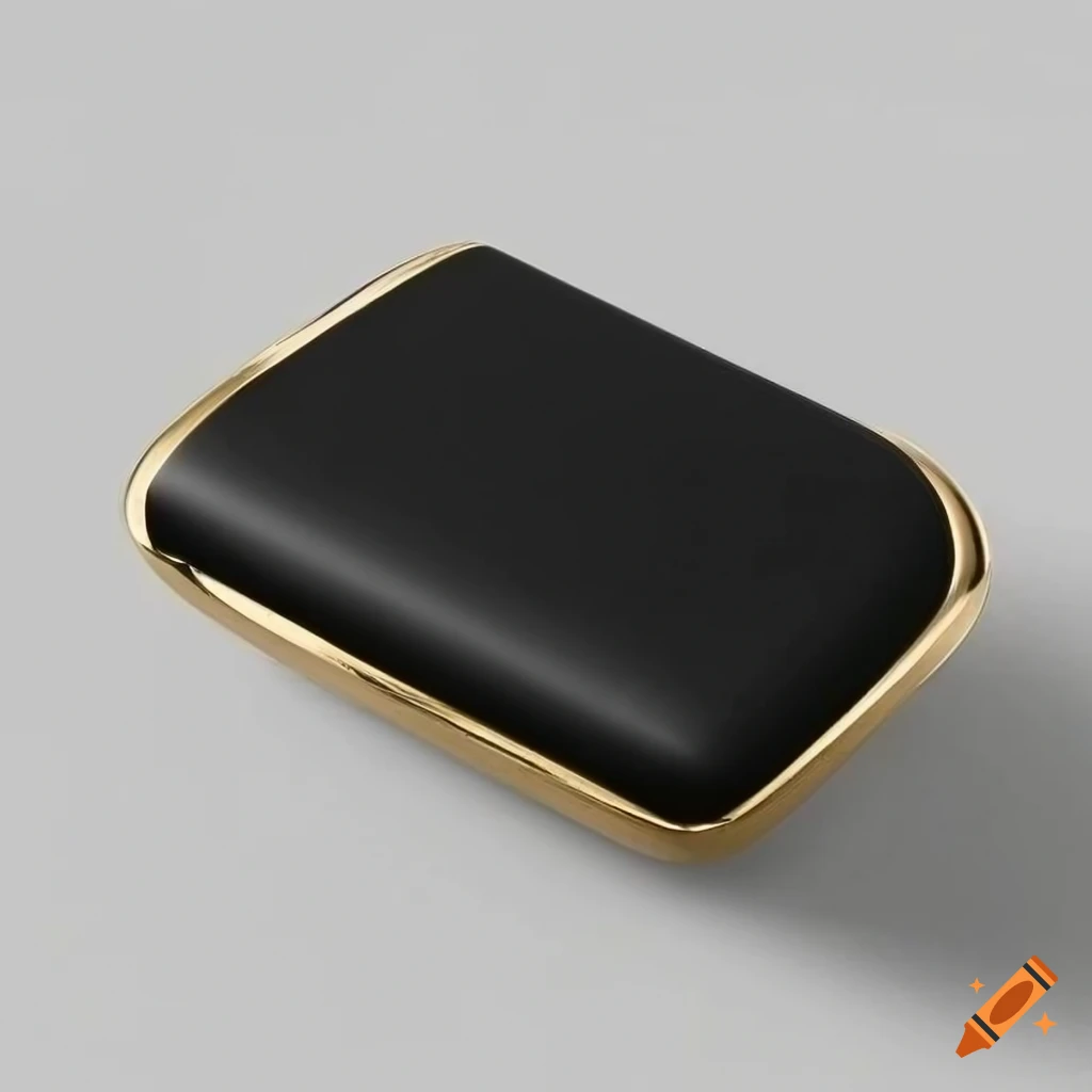 Retro-futuristic gadget with matte black and brass accents on Craiyon