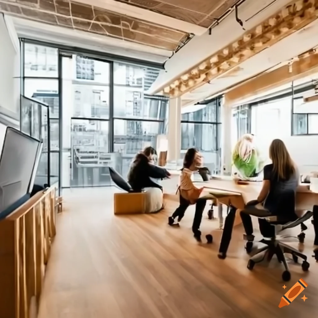 Sustainable and inspiring co-working space with ergonomic desks on Craiyon