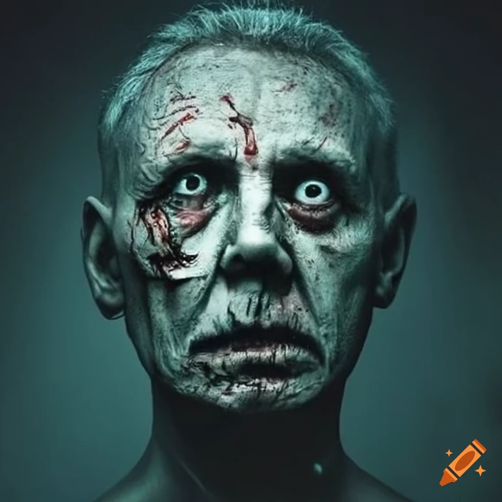 Surreal portrait of a man with a damaged face on Craiyon