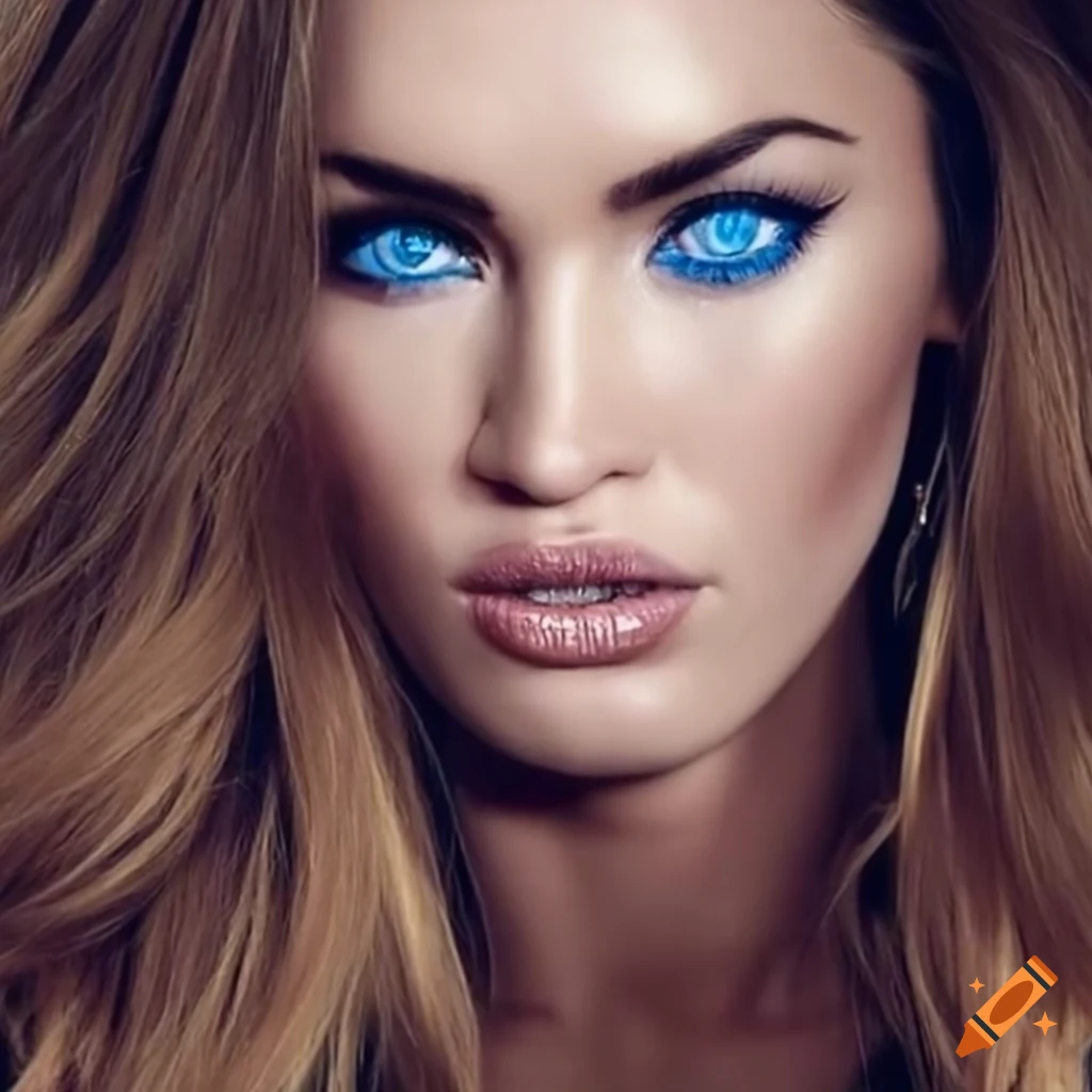 Portrait of megan fox with blue eyes on Craiyon